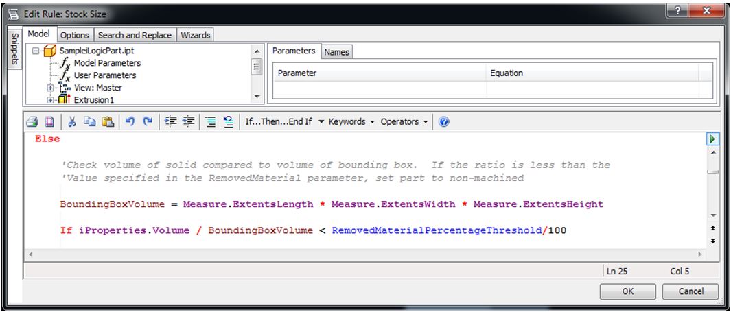 Manage Stock Size Data and Other Downstream Information with iLogic