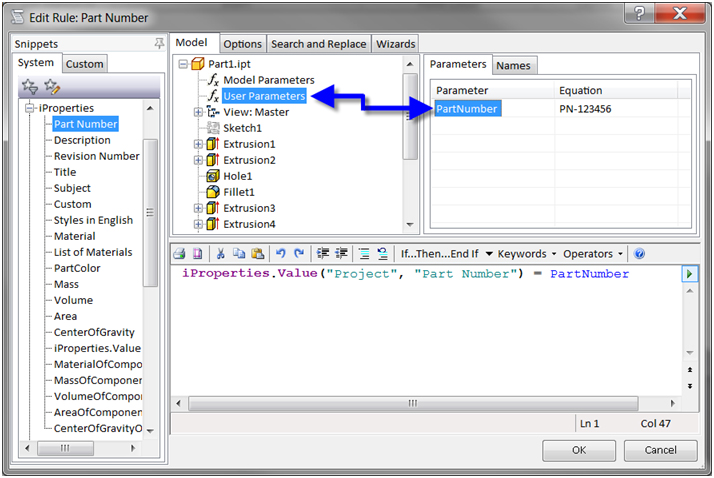 Linking A User Parameter Via iLogic