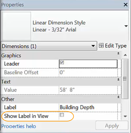Revit® 2017 Global Parameters: Displaying the assigned global parameter