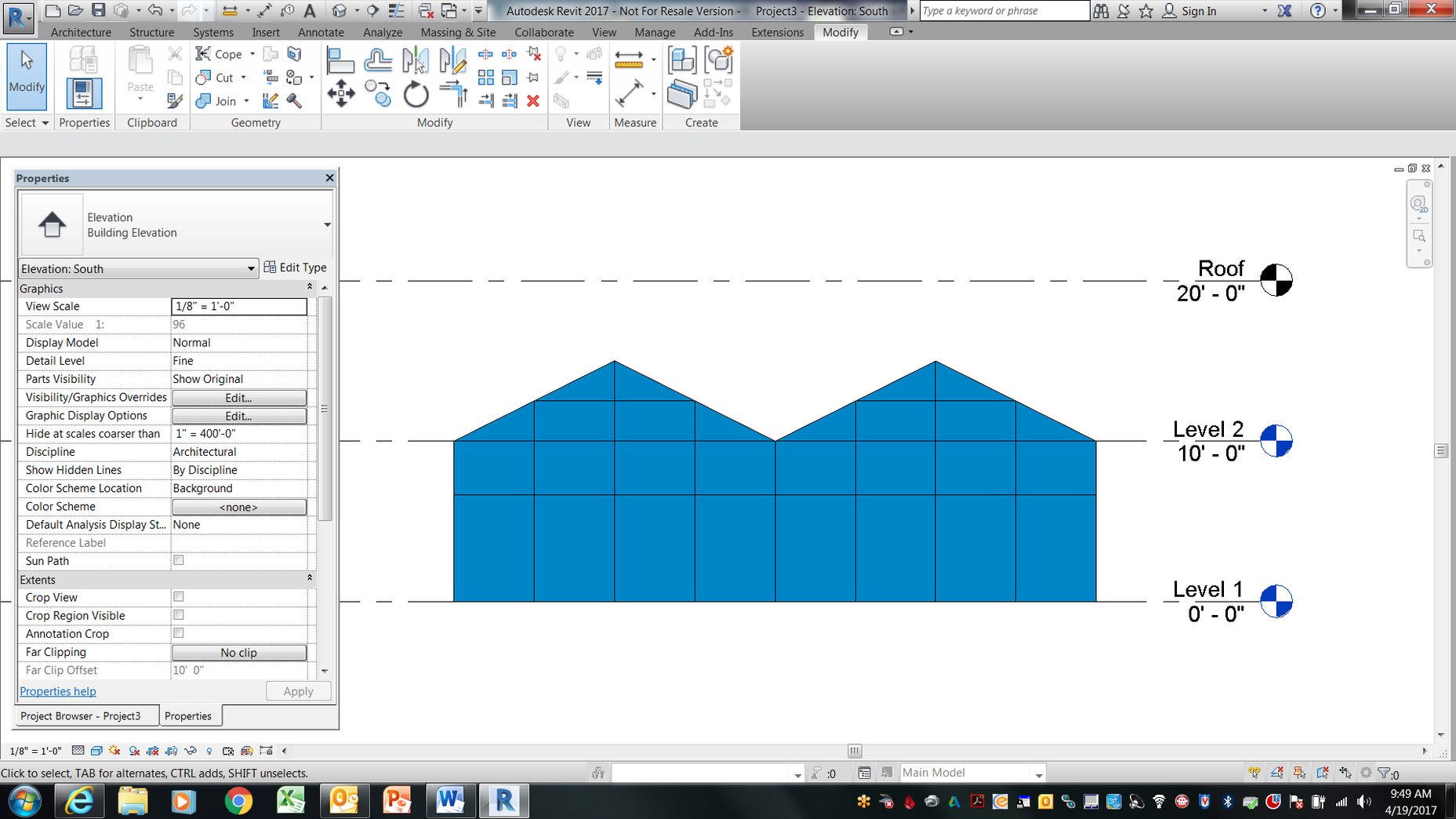 Gable End Curtain Wall with Diagonal Mullions in Revit