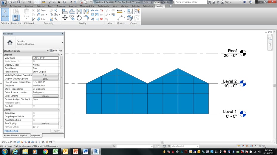 Gable End Curtain Wall with Diagonal Mullions in Revit