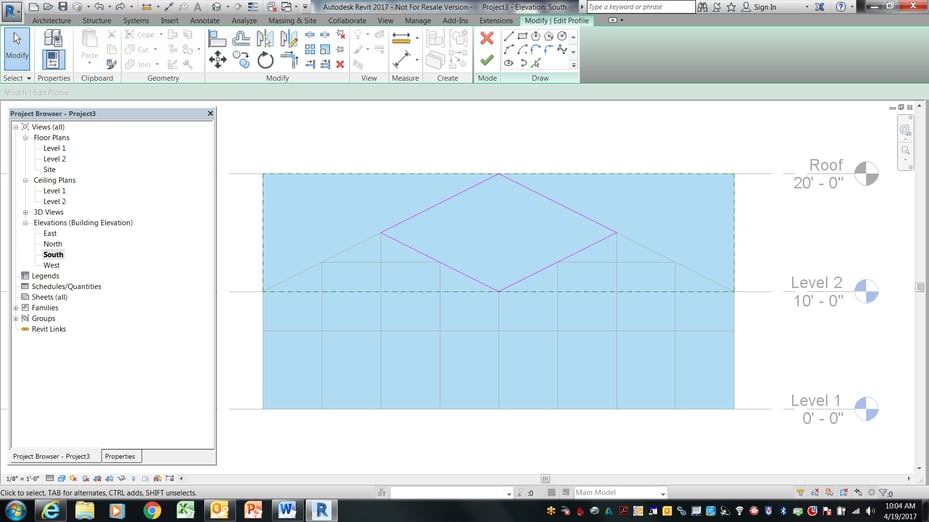 Gable End Curtain Wall with Diagonal Mullions in Revit