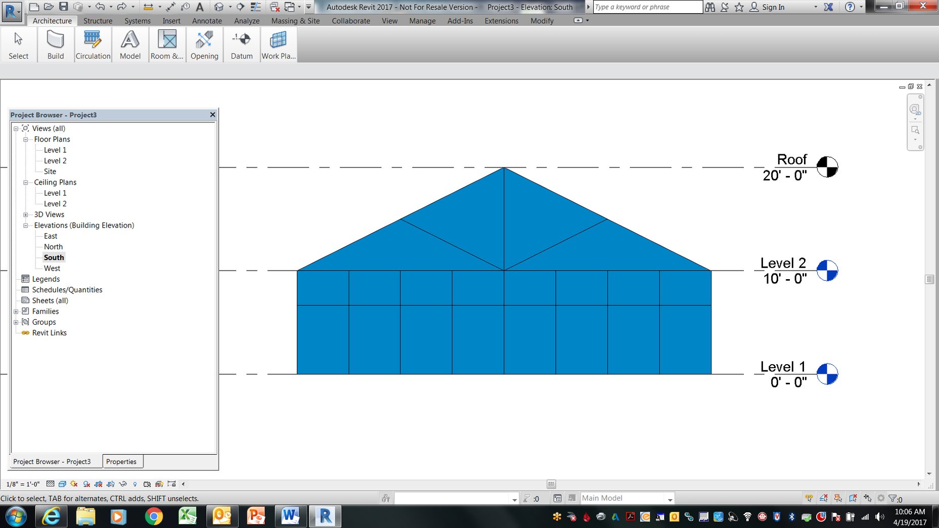Gable End Curtain Wall with Diagonal Mullions in Revit