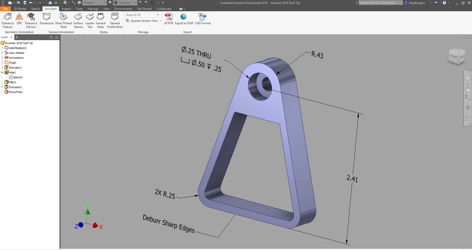 Inventor 2019 Tech Tip - Annotate