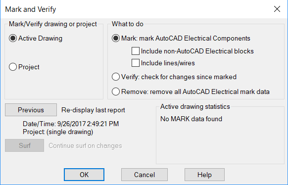 AutoCAD Electrical Mark/Verify