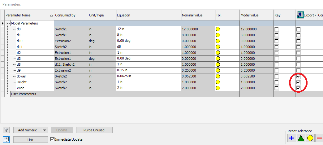 Sharing Parameters in Inventor