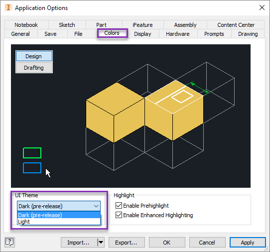 Inventor 2021 Dark Mode