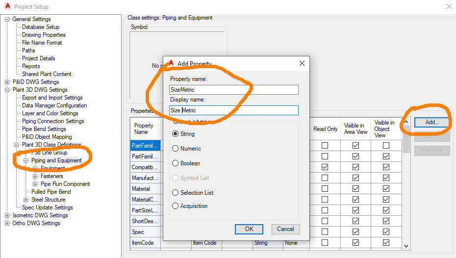 AutoCAD Plant 3D: Custom Spec Property & Project Property Definitions