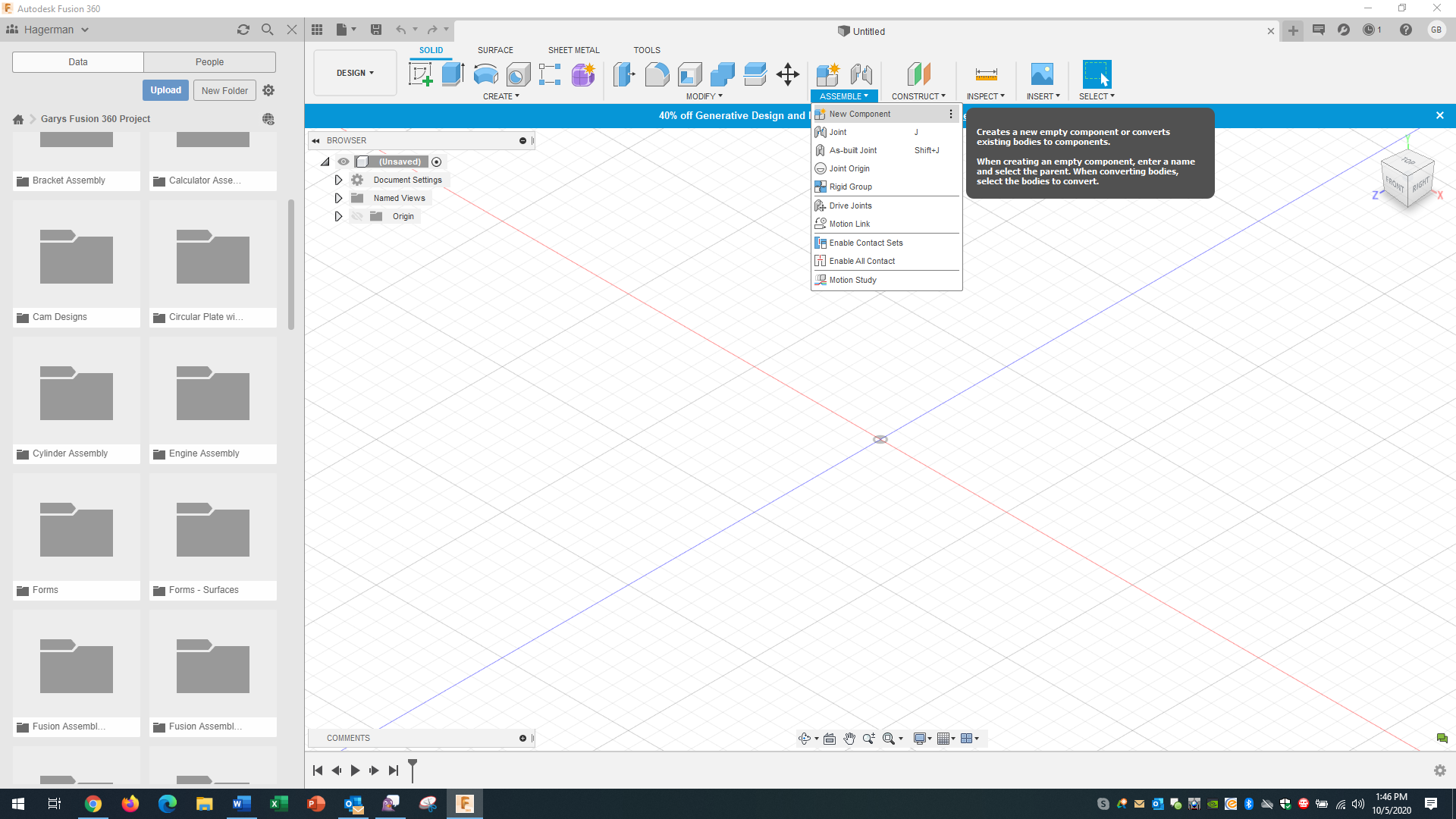 How to Create Internal and External Component Assemblies in Fusion 360