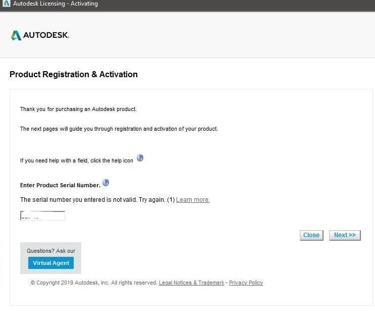 The Serial Number You Entered is Not Valid
