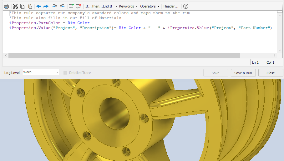 Introduction to iLogic Configuration – Rules and Forms