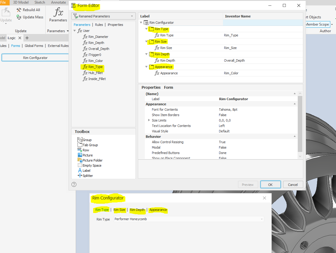 Introduction to iLogic Configuration – Rules and Forms