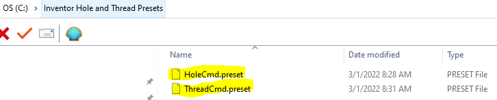Autodesk Inventor 2022 – The Preset Folder and Setting Hole and Thread ...